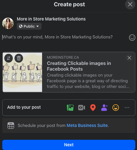 Creating Clickable images in Facebook Posts